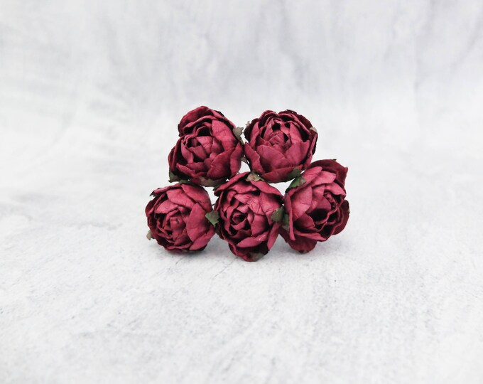 Burgundy Paper Flowers 5 30mm Burgundy Paper Ranunculus - Etsy