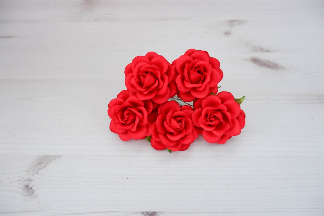 Red Paper Roses, 5 4.5 Cm Red Paper Rose, 45mm design B - Etsy