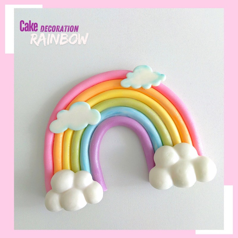 Rainbow Fondant Cake Topper - Etsy