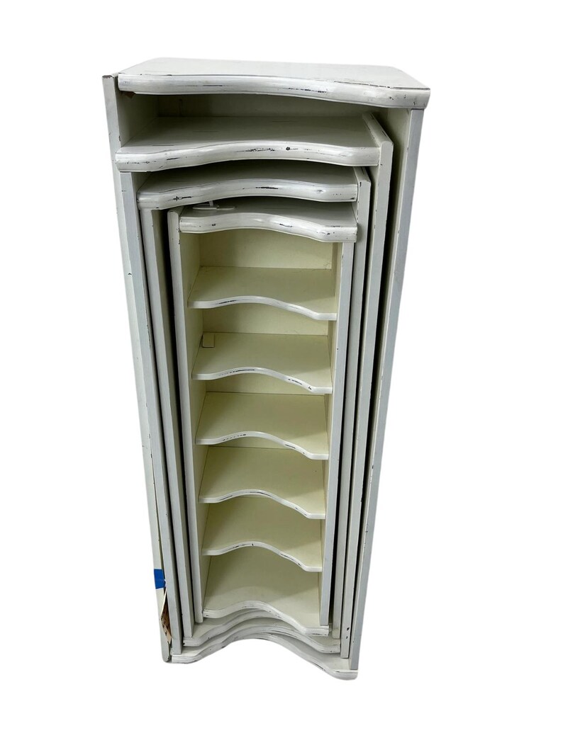 Set of Matching Nesting Shelves – Distressed White, Adjustable Sizes ...