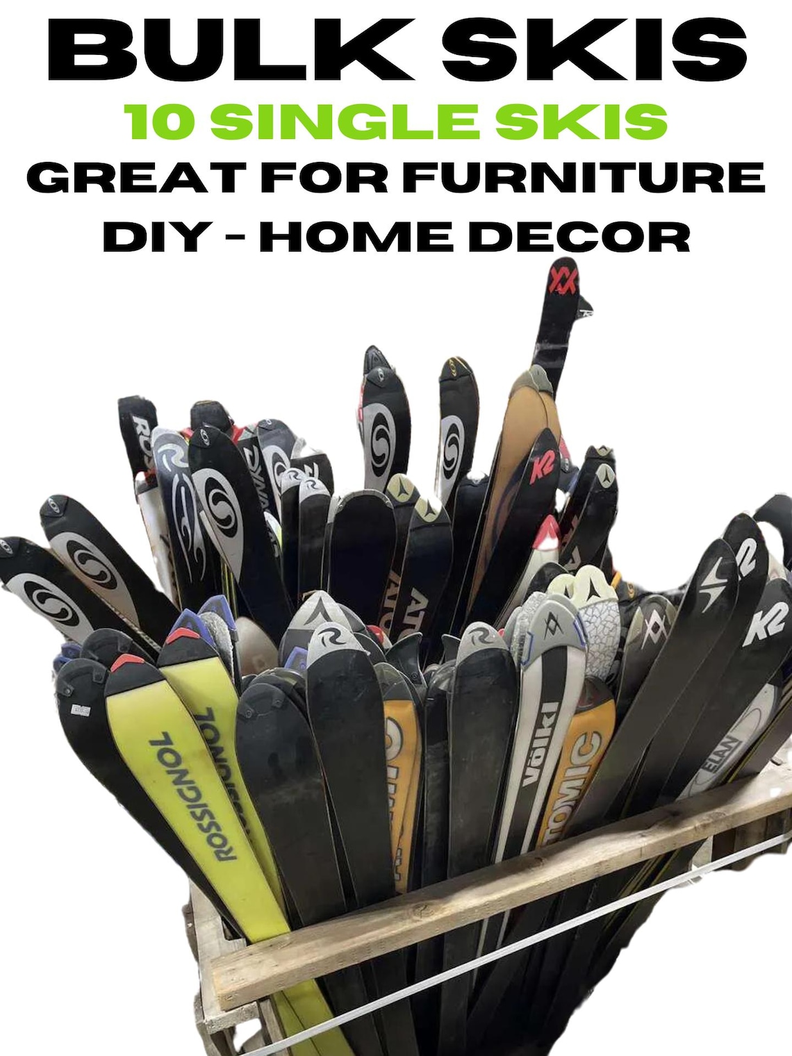 Bulk Lot of 10 Single Skis - Furniture Skis - Great for DIY & Custom ...