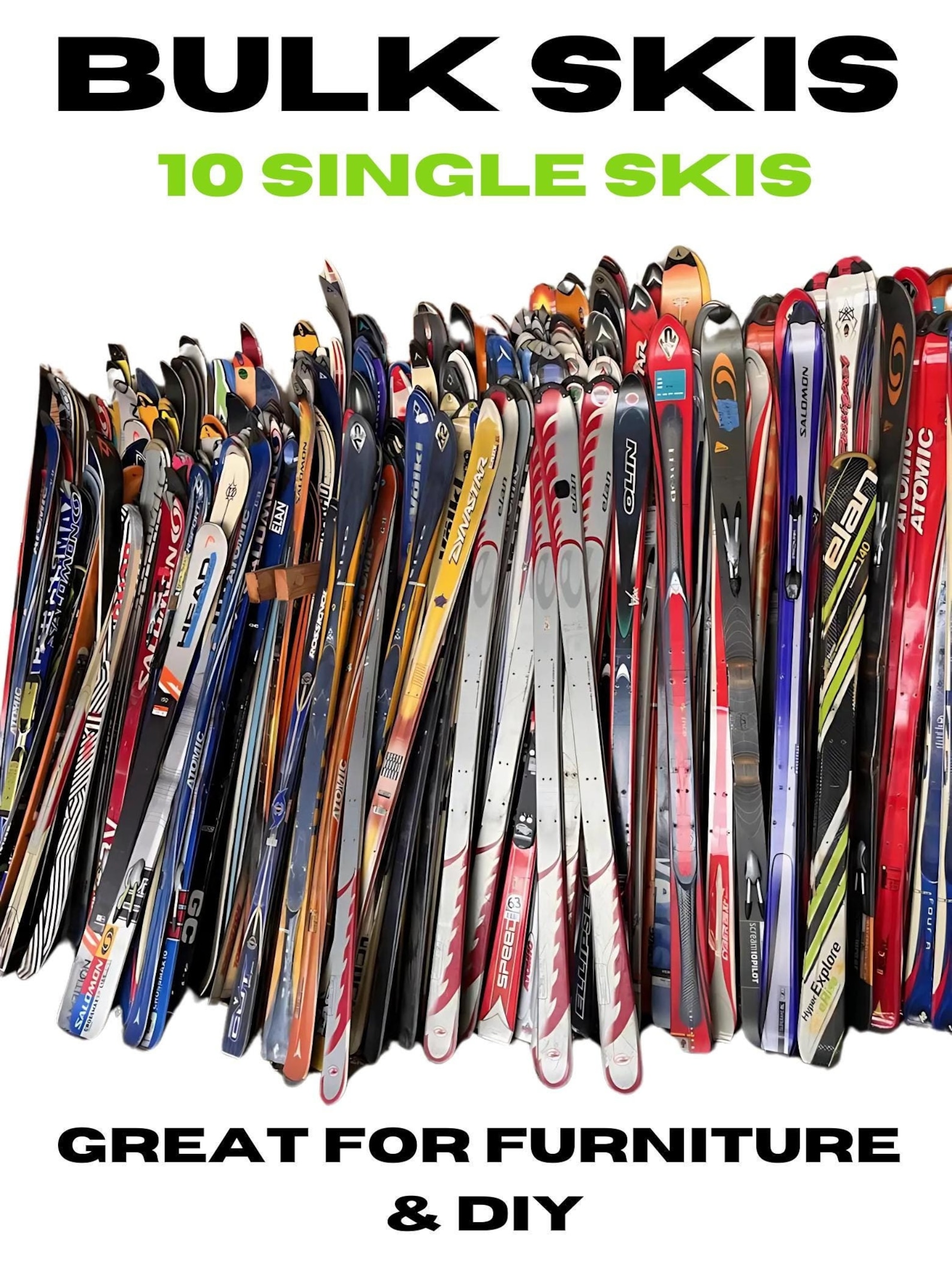 Bulk Lot of 10 Single Skis - Furniture Skis - Great for DIY & Custom ...