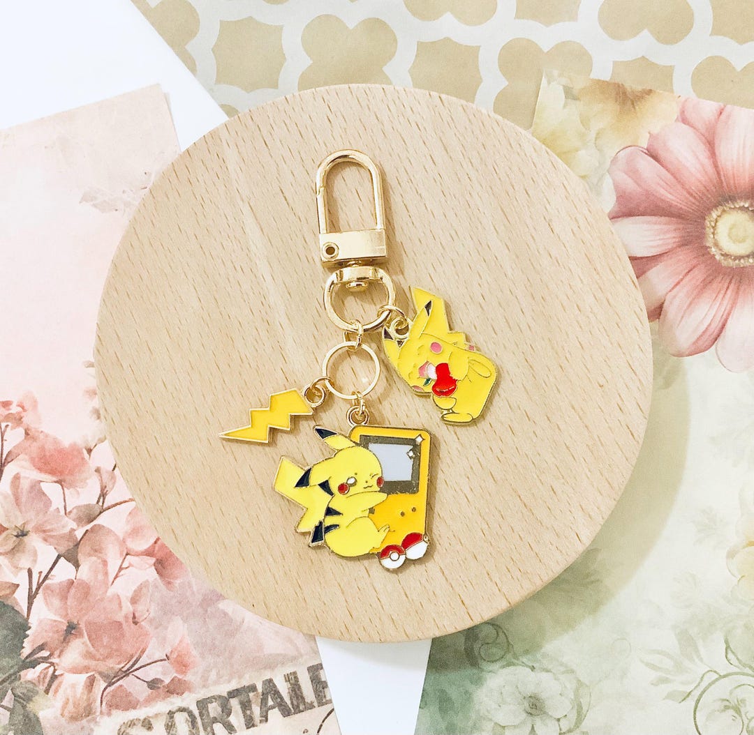 Pokemon Pikachu Enamel Keychain Gameboy Keychain With Charm Cute ...