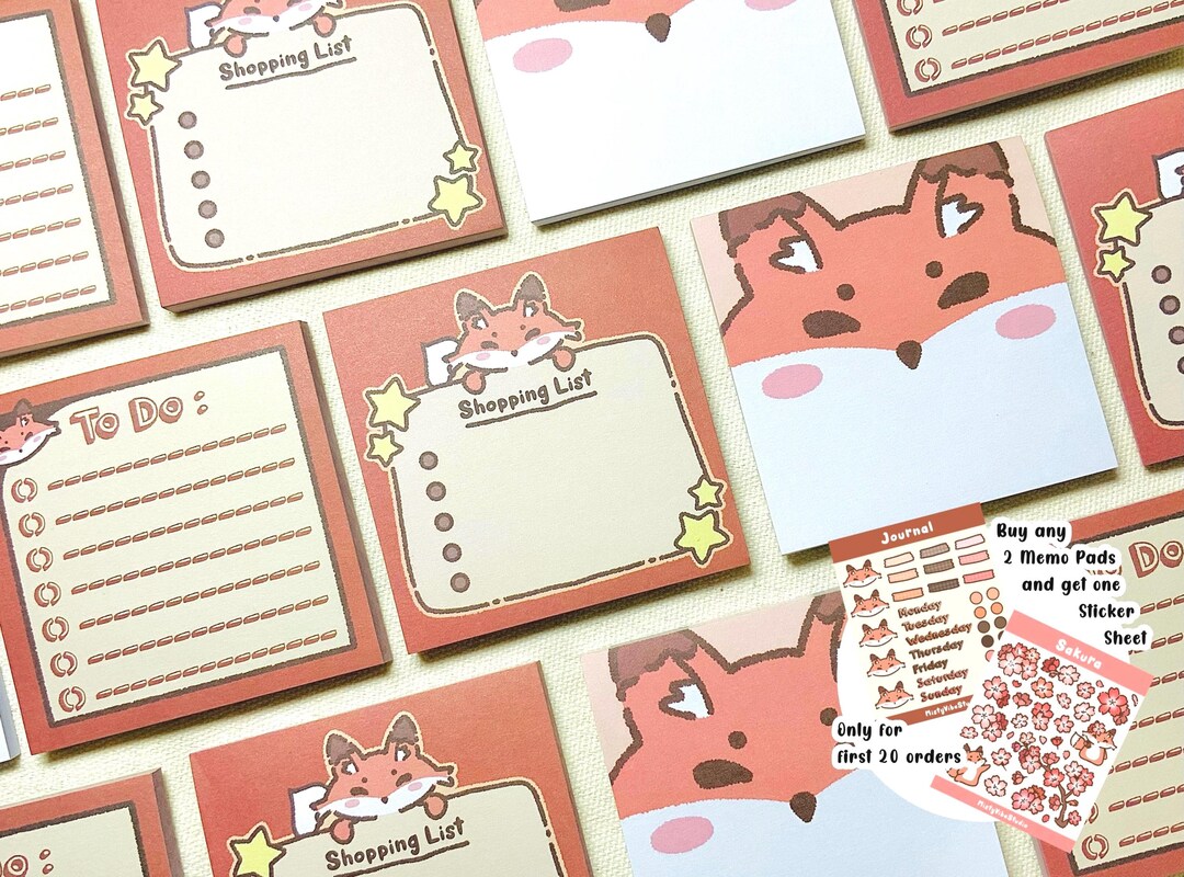 Kitsune Memo Pads | to Do List | Shopping List | Stationery | Gift - Etsy