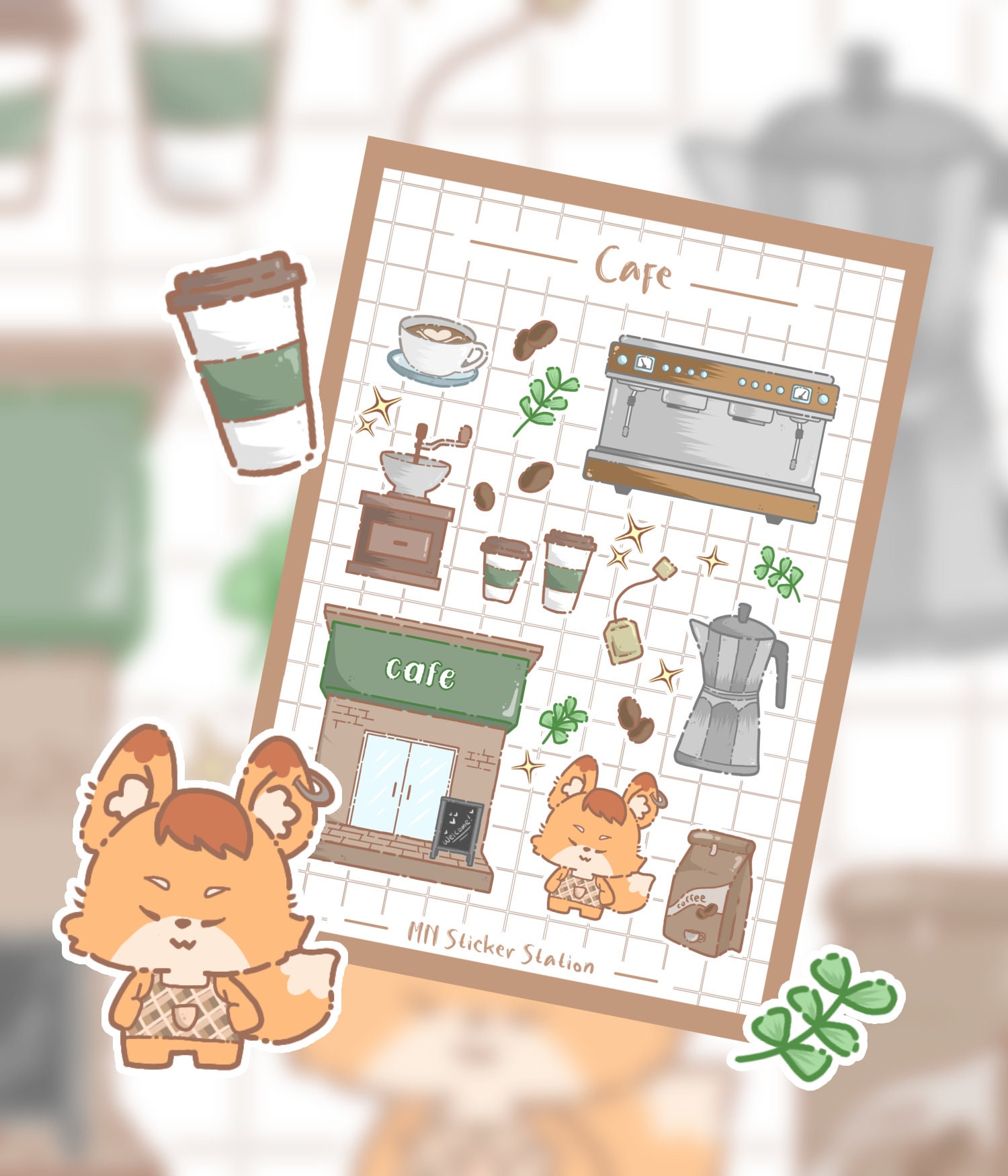 Cafe Themed Sticker Sheet Coffee Cafe - Etsy