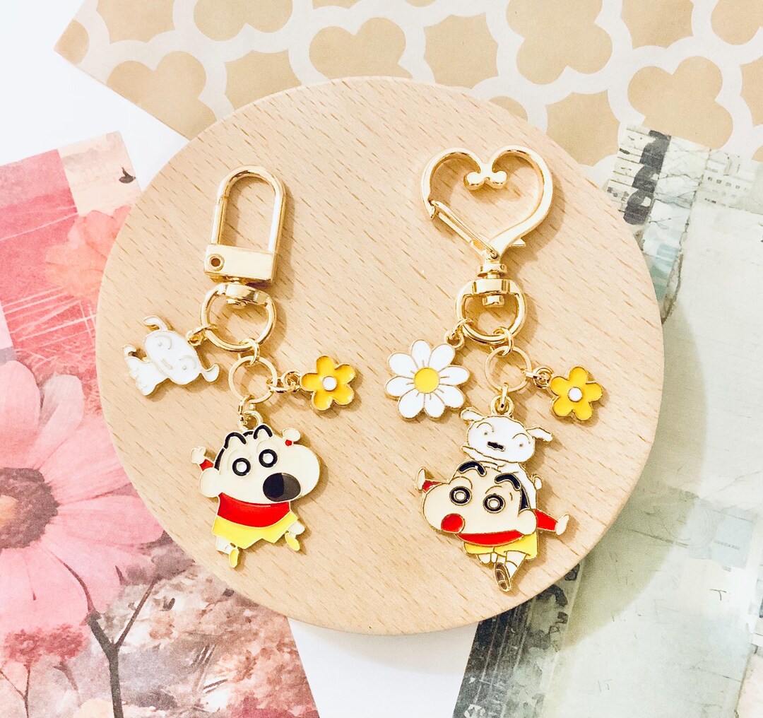 Anime Inspired Crayon Shinchan Enamel Keychain | Shiro Keychain | Cute ...