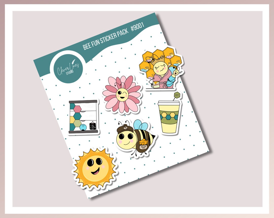 Bee Fun Die Cut Sticker Pack, Honey Bee Die Cut Stickers, Spring Summer ...