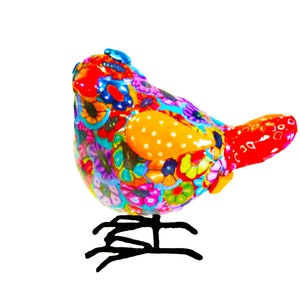 Colorful Bird Sculpture – Whimsical Small Bird Figurine and Pop Art ...