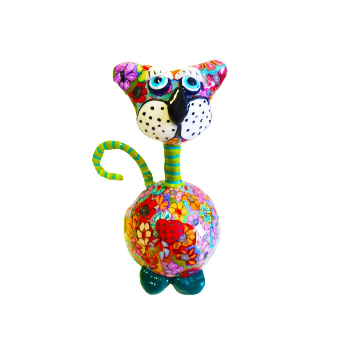 Colorful & Unique Polymer Clay Cat Figurine, Cat Lovers Gift, Home ...