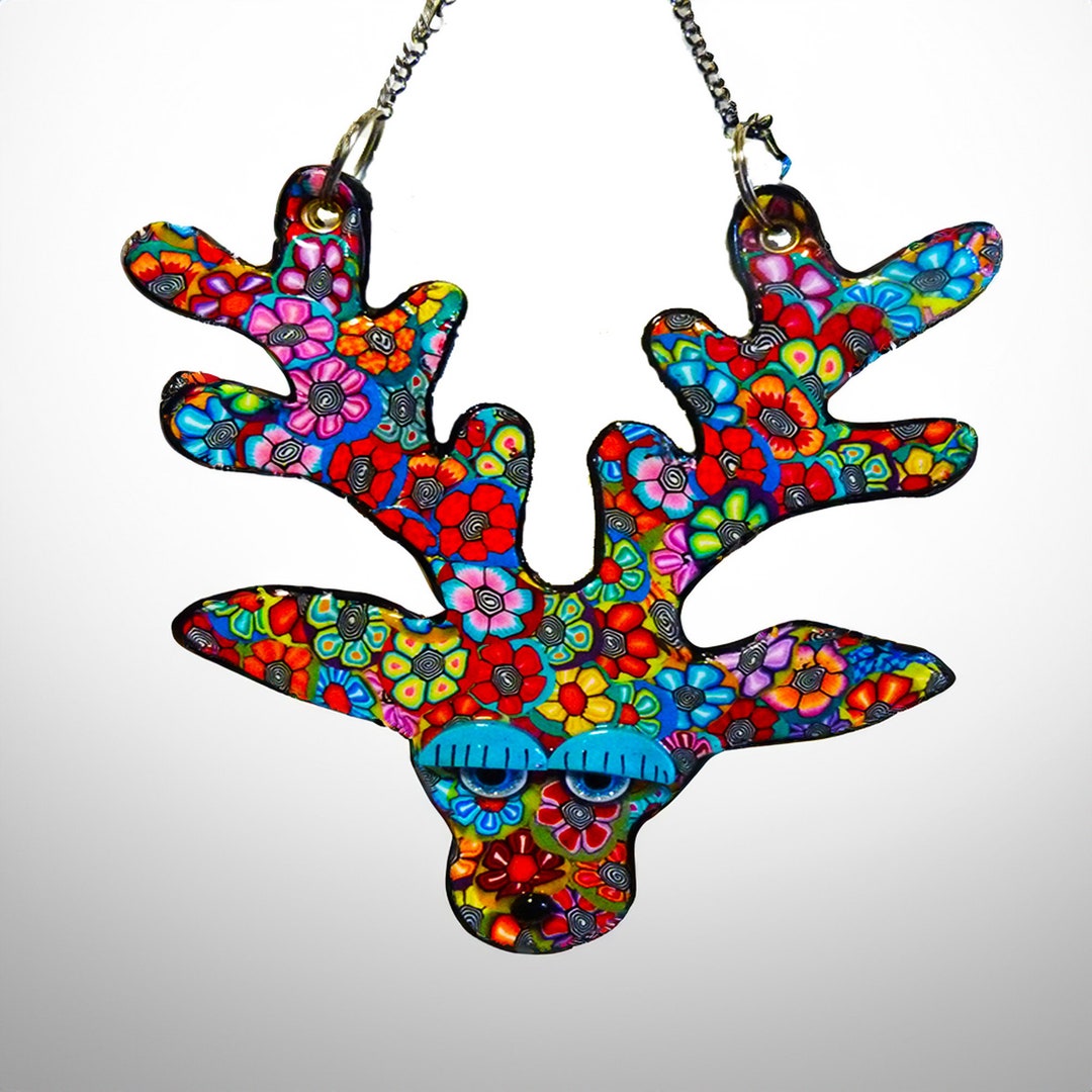 Colorful Deer Wall Art – Iridescent Reindeer Head Decor for Winter or ...