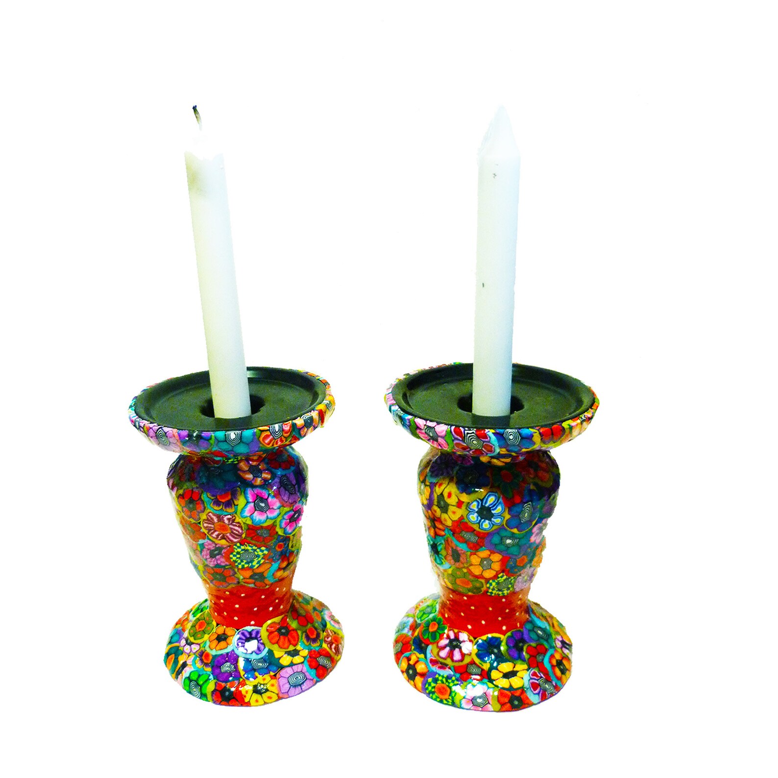 Colorful Shabby Chic Chunky Candle Holders Set of 2 | Etsy