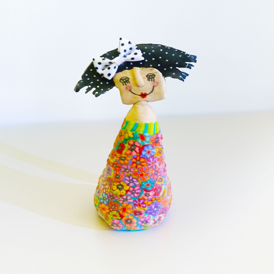 Woman Polymer Clay Sculpture, Whimsical Sculpture, Unique Shelf Decor ...