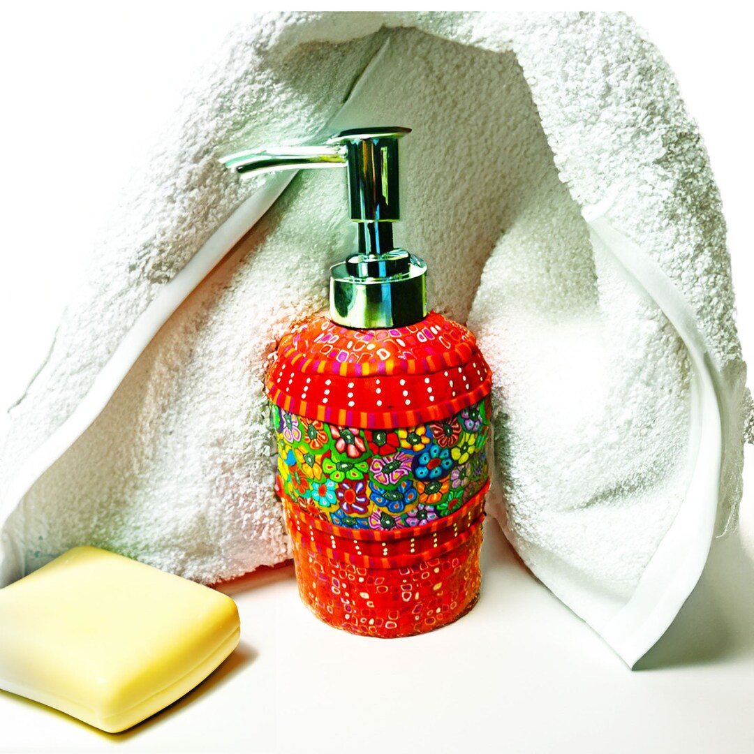 Handmade Hand Soap Dispenser: Polymer Clay & Glass, 18 Oz - Etsy