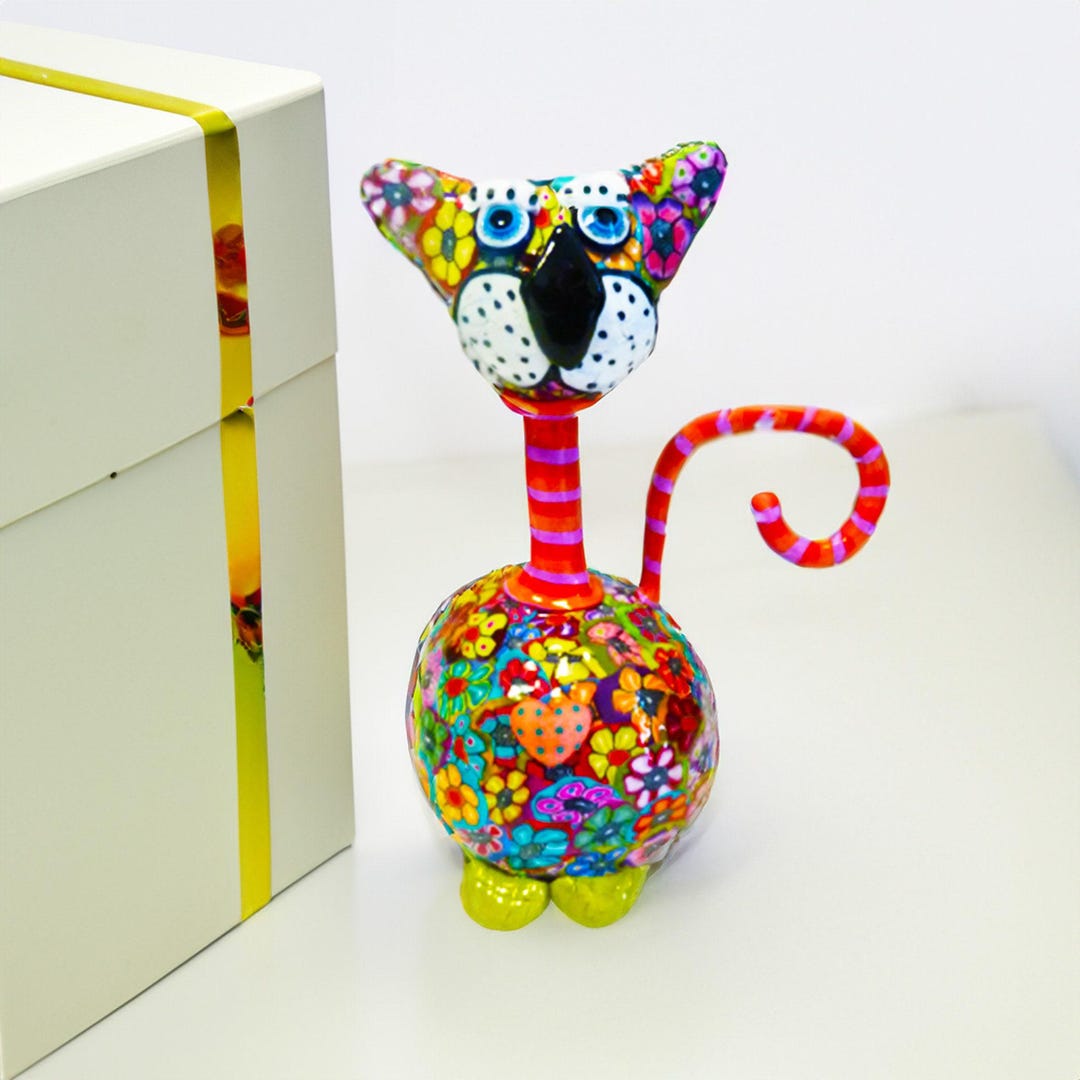 Colorful Cat Sculpture: Handmade Pop Art - Etsy