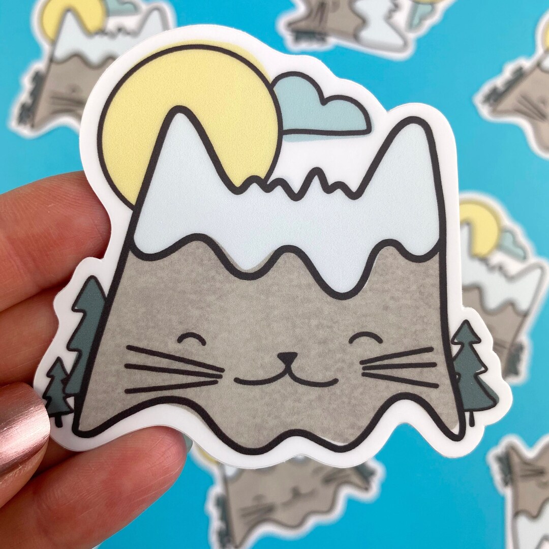 Meowtain, Cat Mountain Sticker, Cute Cat Sticker Kawaii, Cat Lover Gift ...