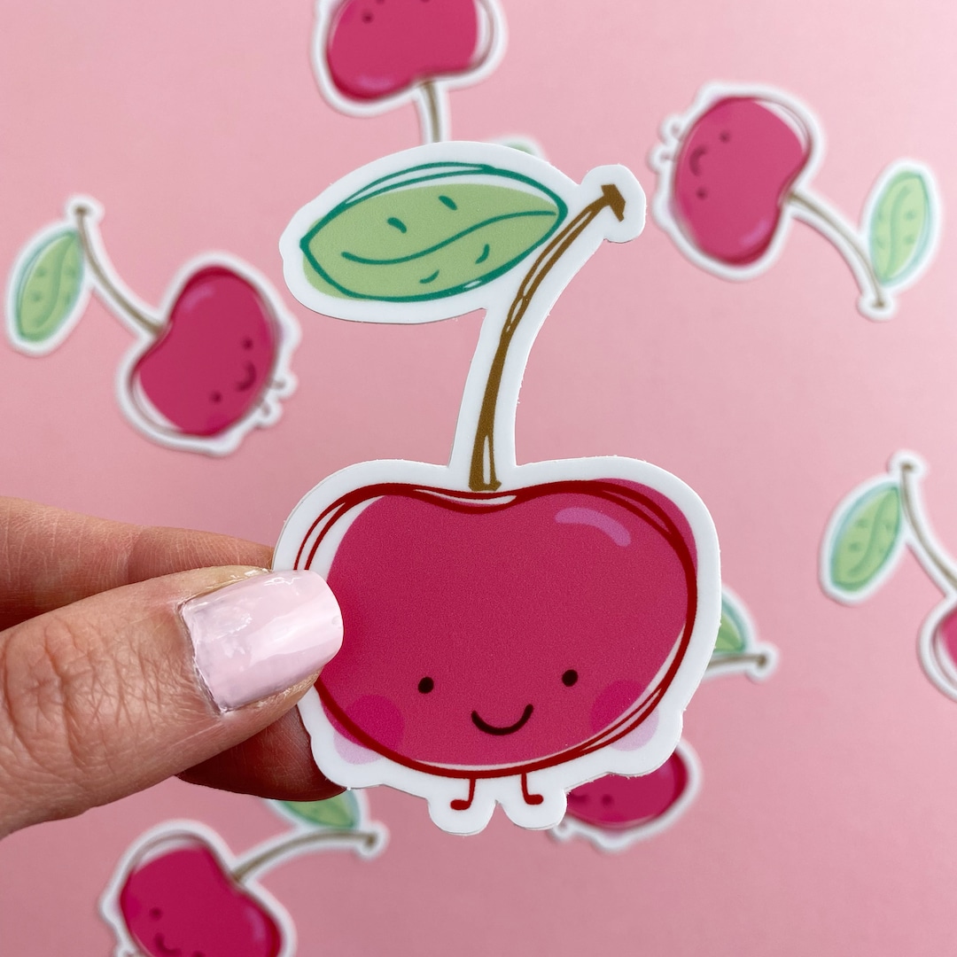 Cherry Sticker, Fruit Sticker, Kawaii Fruit Stickers, Kawaii Fruit ...