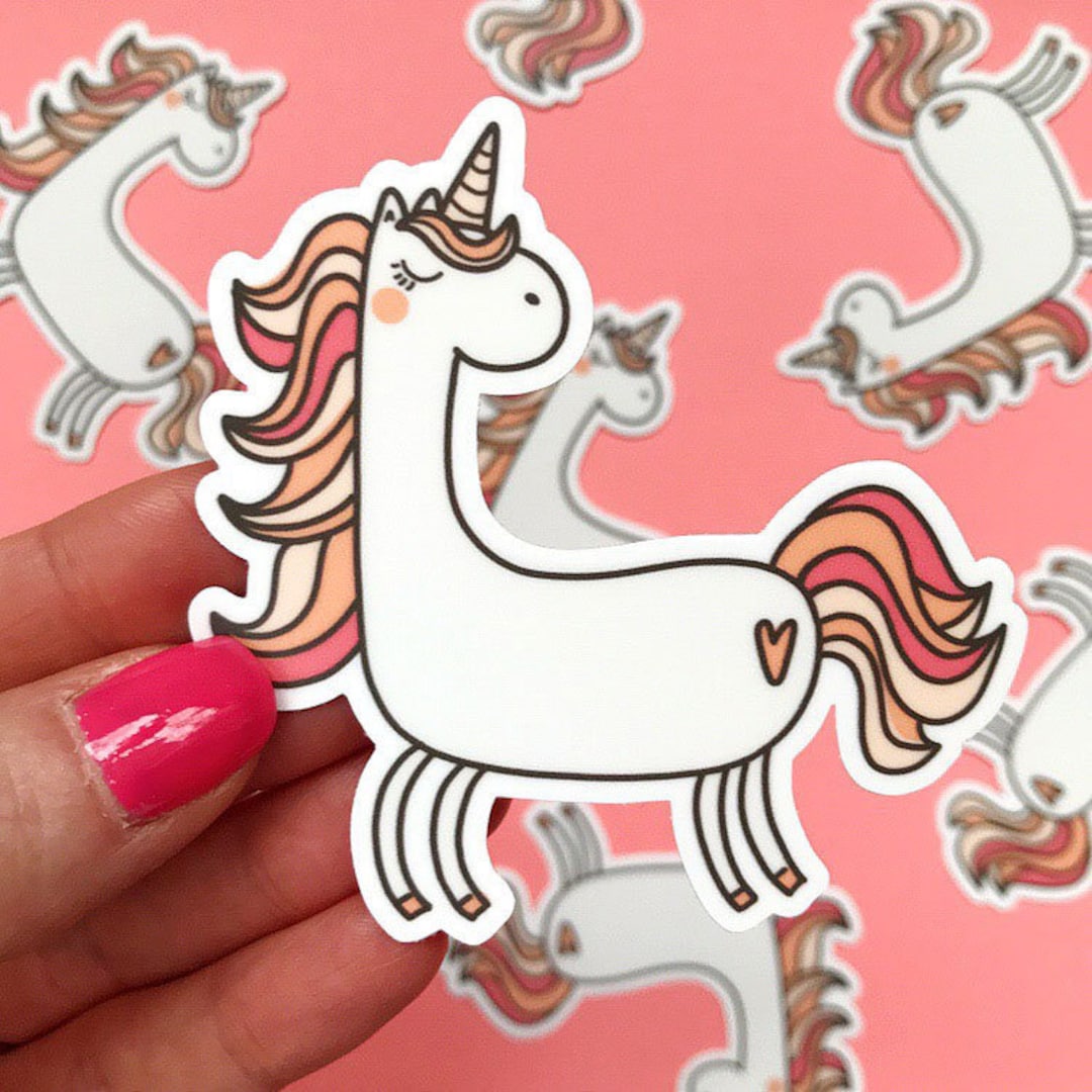 Kawaii Unicorn Sticker, Magical Unicorn, Cute Kawaii Stickers, Pink ...