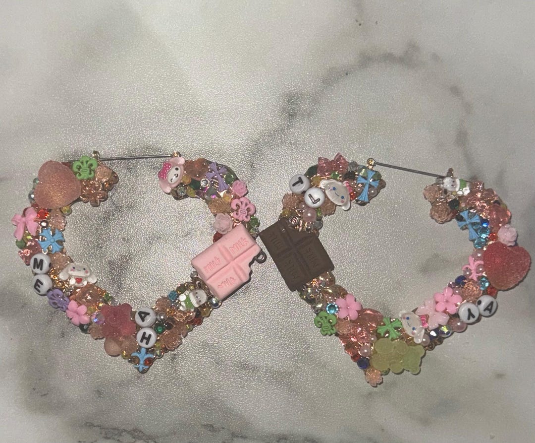 Hello Kitty Junk Heart Hoop Earrings. - Etsy