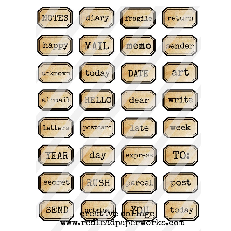 Digital Printable Distressed Labels - Etsy