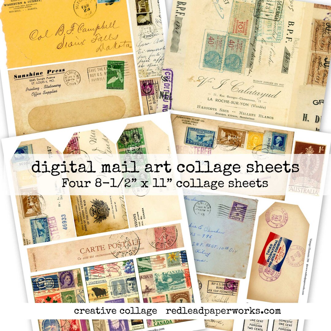 Digital Printable Vintage Mail Art Collage Sheets - Etsy