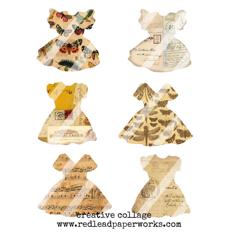 Digital Printable Vintage Dresses Collage Papers - Etsy