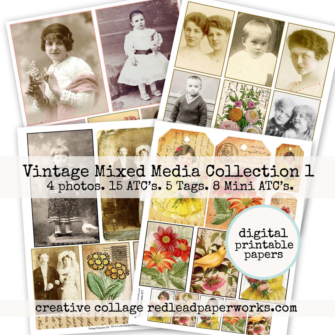Digital Printable Mixed Media Collection One Collage Papers - Etsy