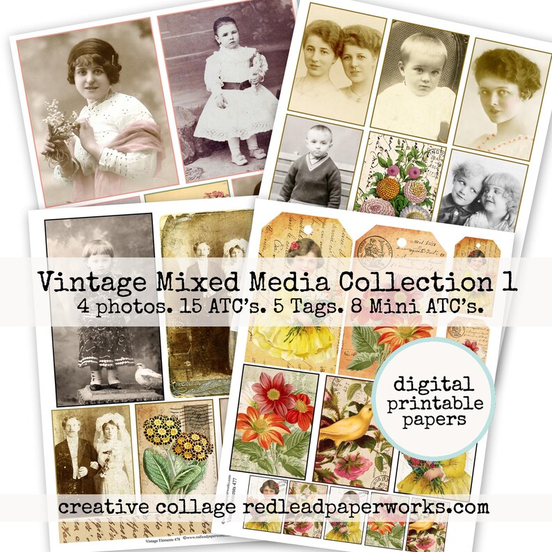 Digital Printable Mixed Media Collection One Collage Papers - Etsy