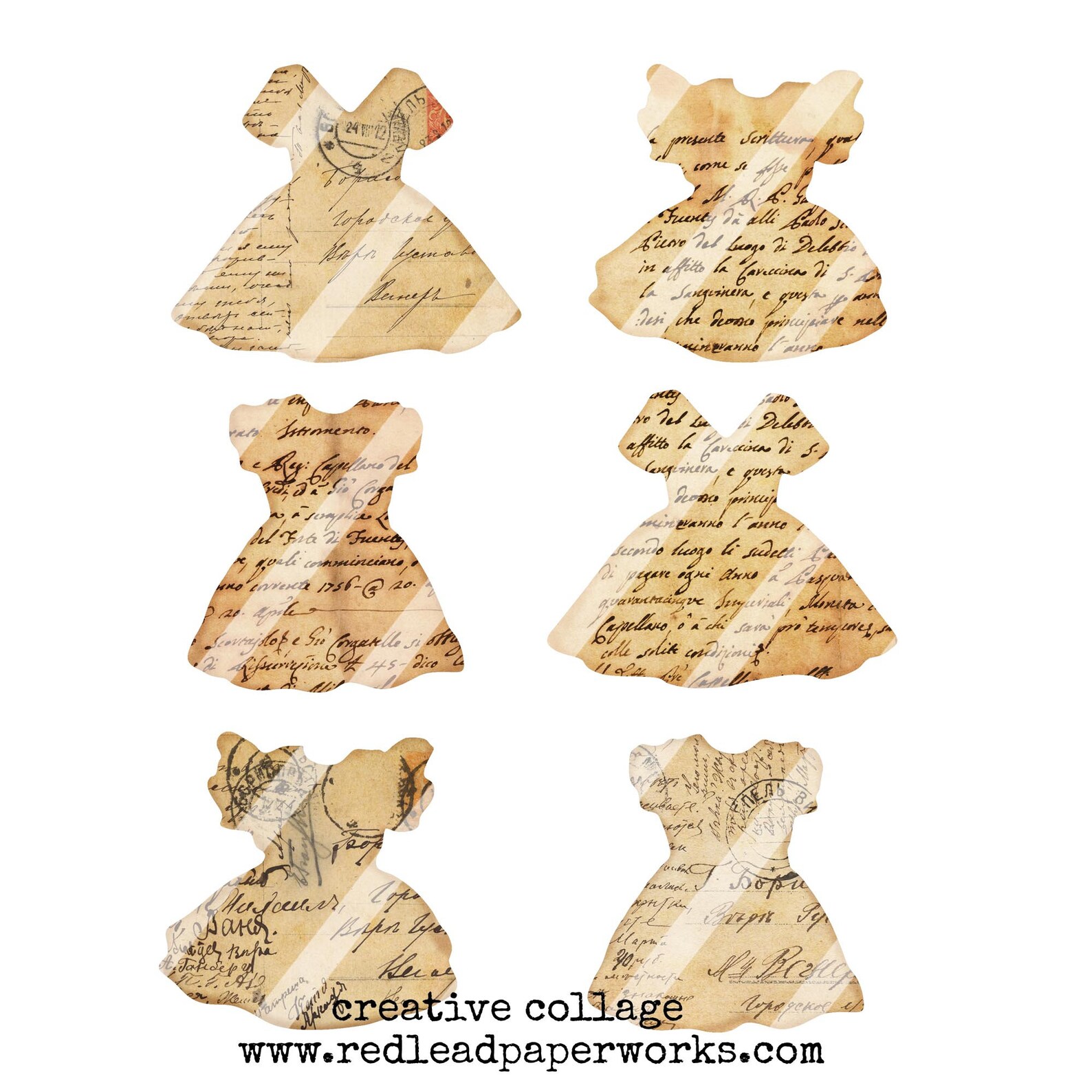 Digital Printable Vintage Dresses Collage Papers - Etsy