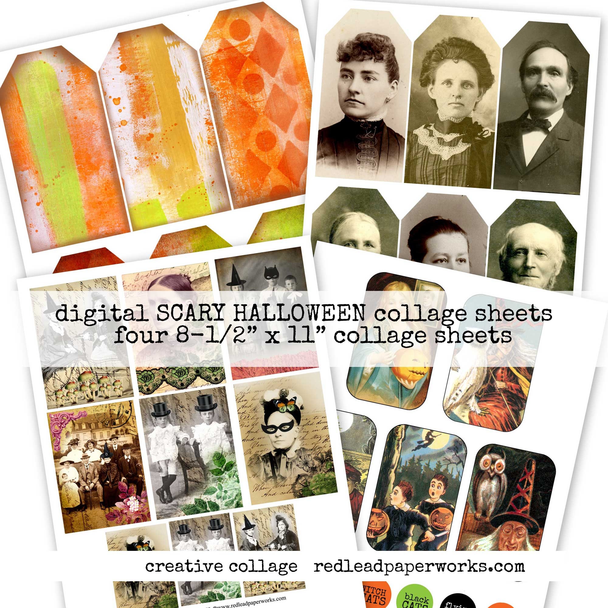 Digital Printable Vintage Scary Halloween Collage Sheets - Etsy