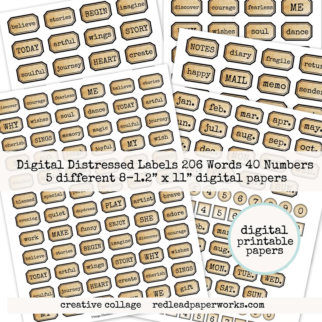 Digital Printable Distressed Labels - Etsy