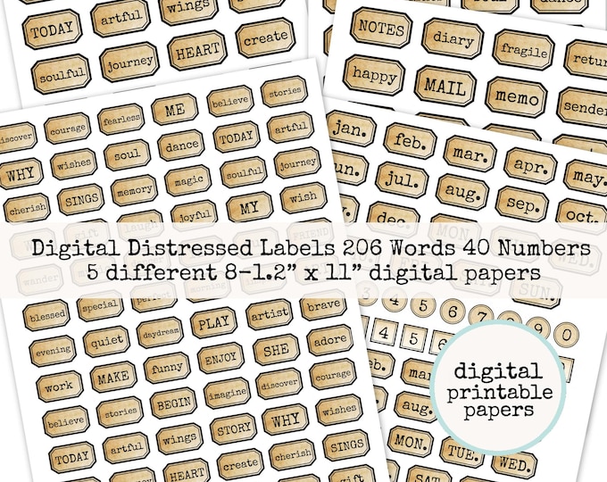 Digital Printable Distressed Labels - Etsy