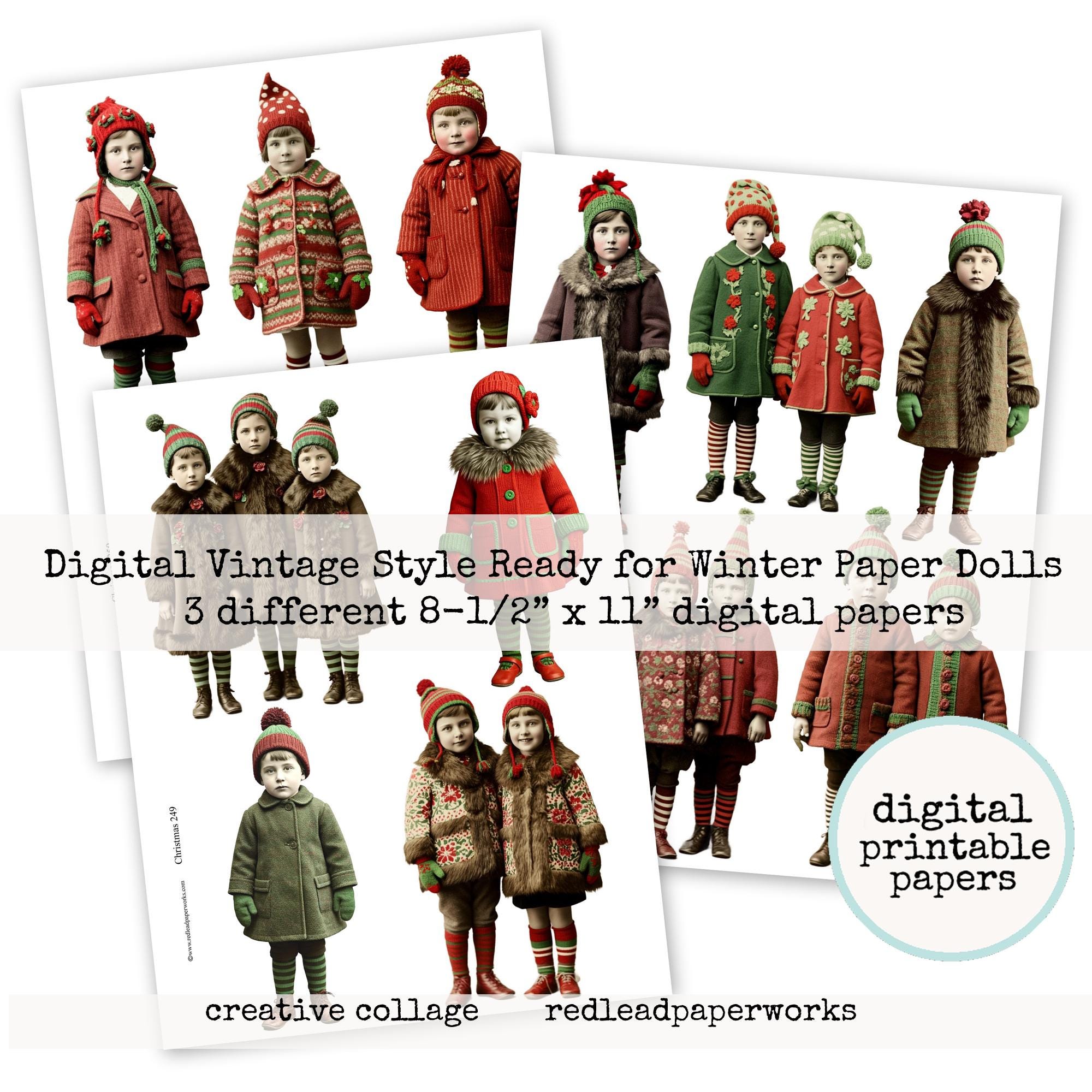 Digital Ready for Winter Paper Dolls 3 Digital Collage Sheets - Etsy