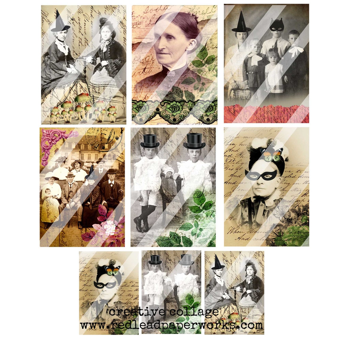 Digital Printable Vintage Scary Halloween Collage Sheets - Etsy