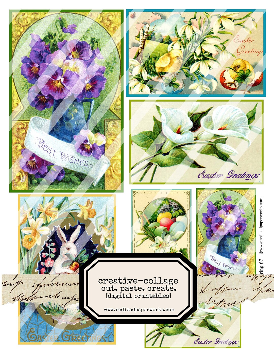 Digital Printable Spring 67 Collage Sheet Pretty Spring Postcards - Etsy