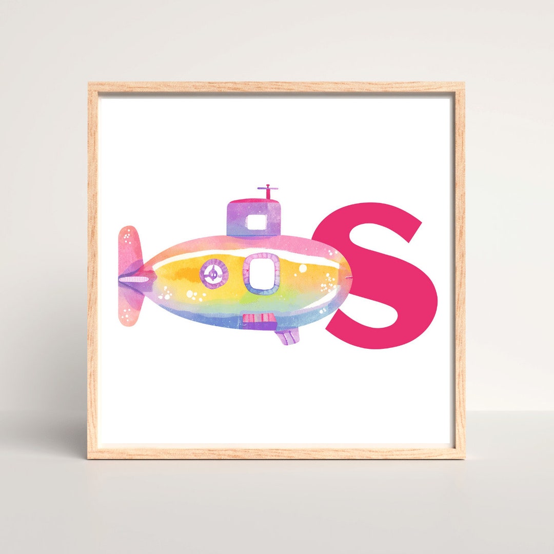 Letter S Vehicle ABC Print S for Submarine Single Image, Letter Image ...