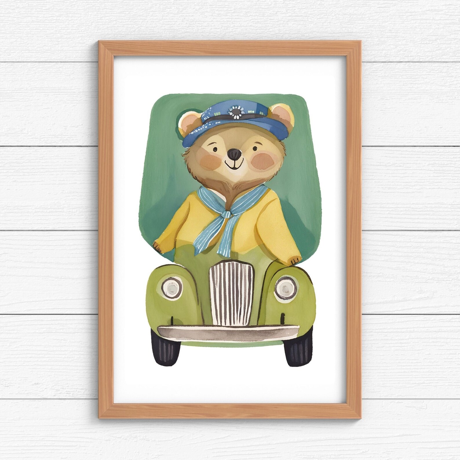 VINTAGE SAFARI Animals in Cars Digital Download Prints Set of 3 NURSERY ...