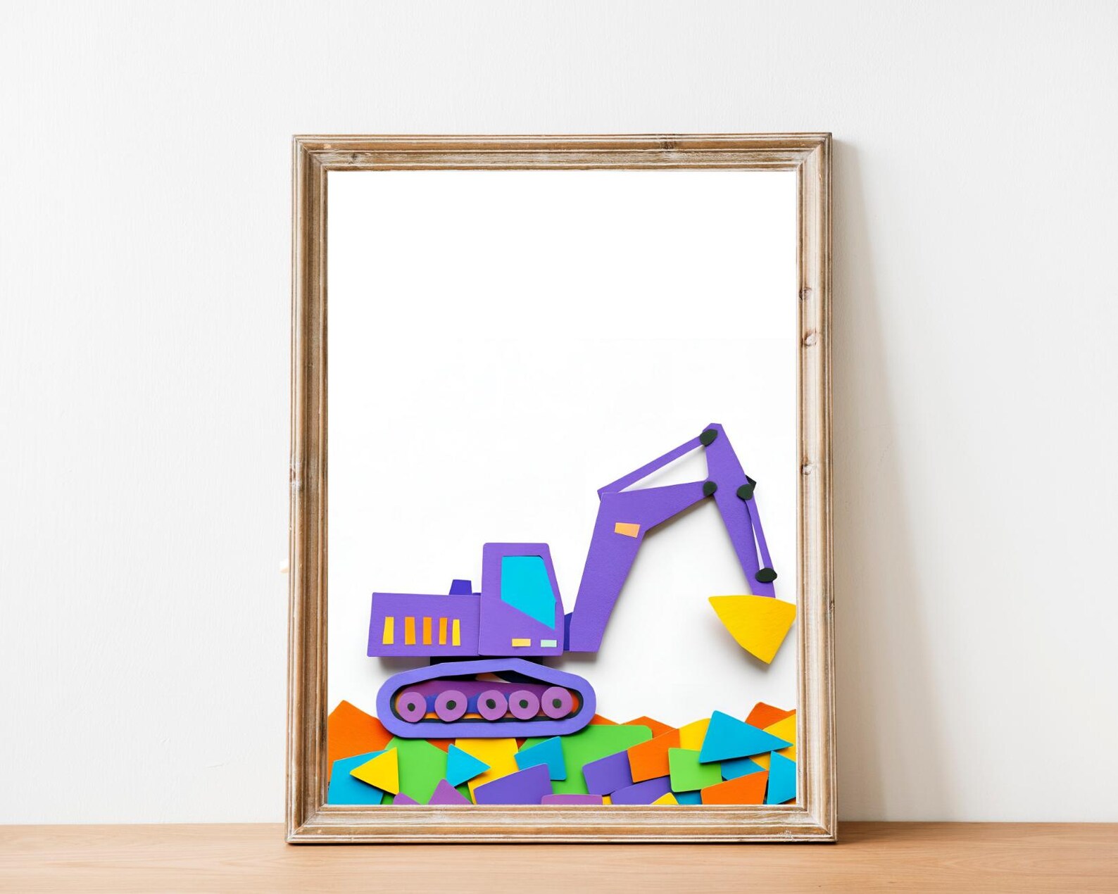 Purple Excavator Digital Print: Construction Papercut Art for Baby ...