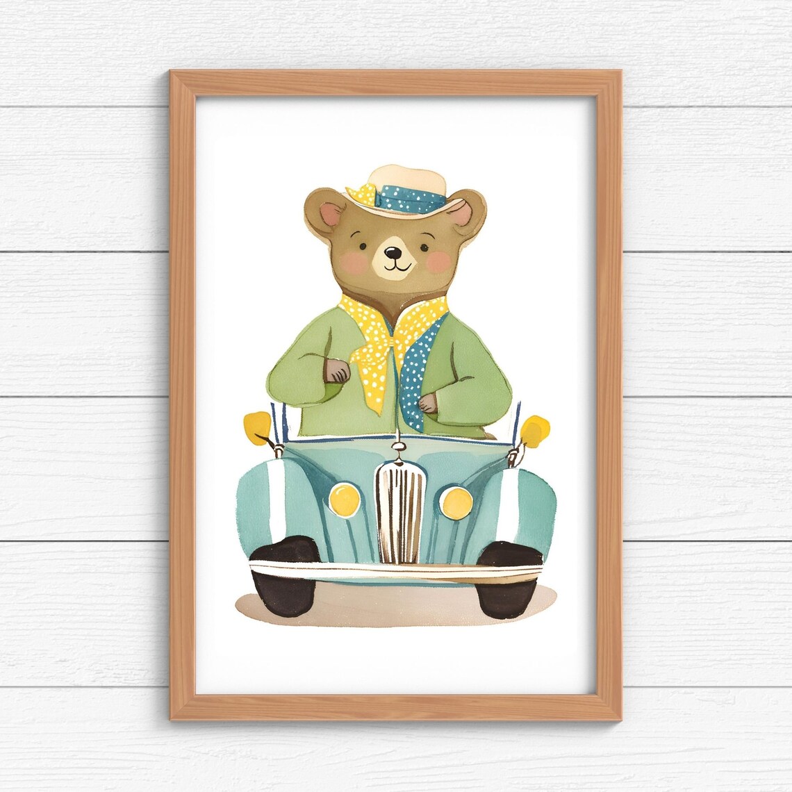 VINTAGE SAFARI Animals in Cars Digital Download Prints Set of 3 NURSERY ...