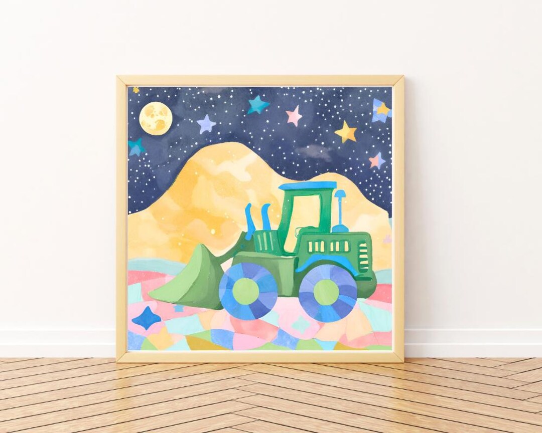 Green Front-end Loader in Outer Space – Digital Download | Square Large ...