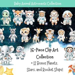 Whimsical Baby Space Animal Clipart: Astronaut High Resolution PNG ...