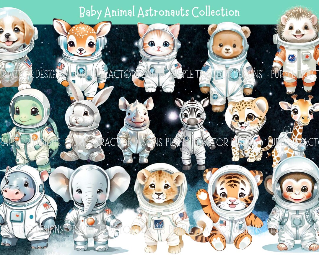 Whimsical Baby Space Animal Clipart: Astronaut High Resolution PNG ...