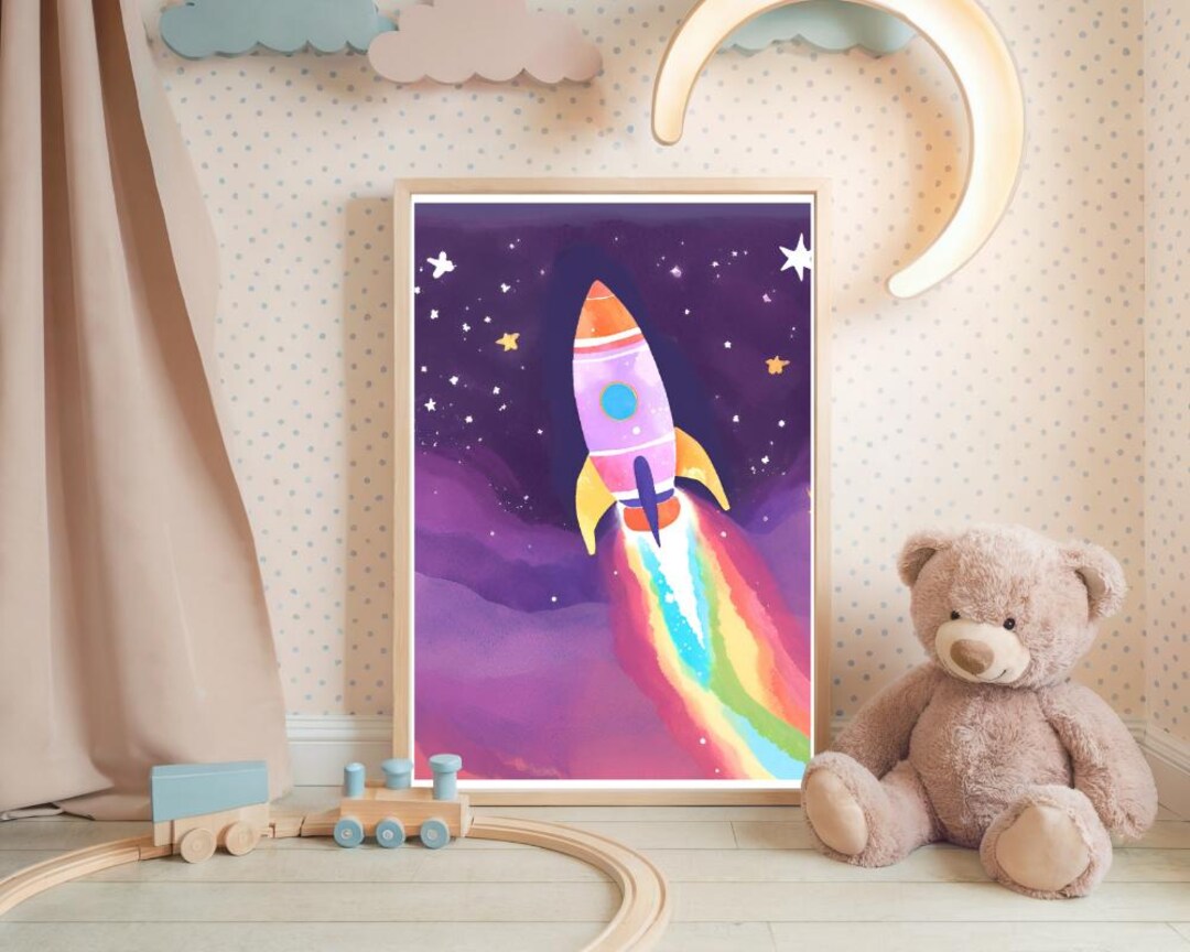 Rainbow Rocket Classroom Decor | Printable Wall Art PDF + PNG ...