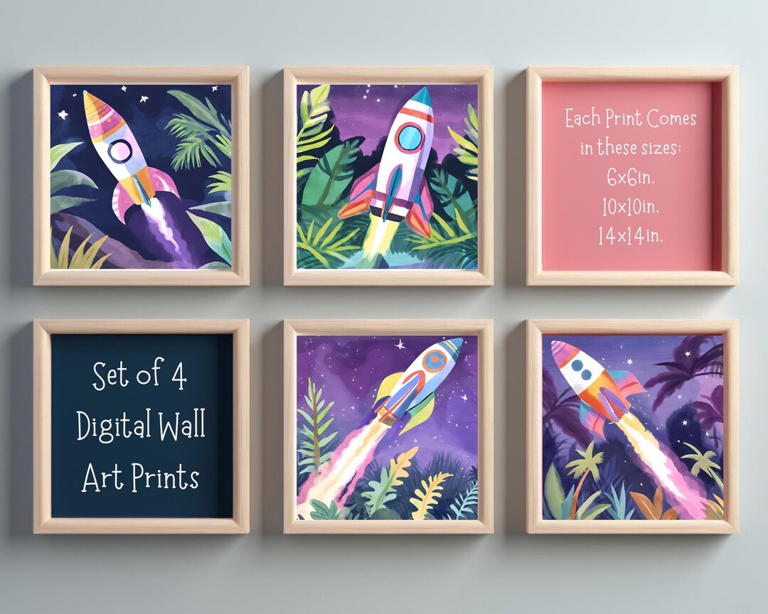 Rocket Ship Print, Tropical Space Print, Outer Space Poster, PRINTABLE ...