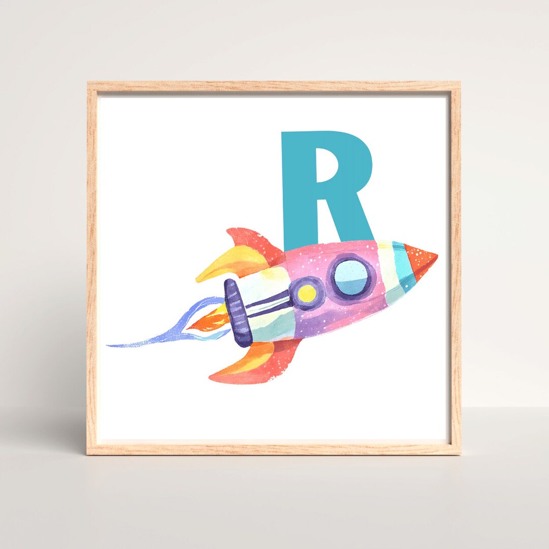 Letter R Vehicle ABC Print R for Rocket Ship Single Image, Letter Image ...