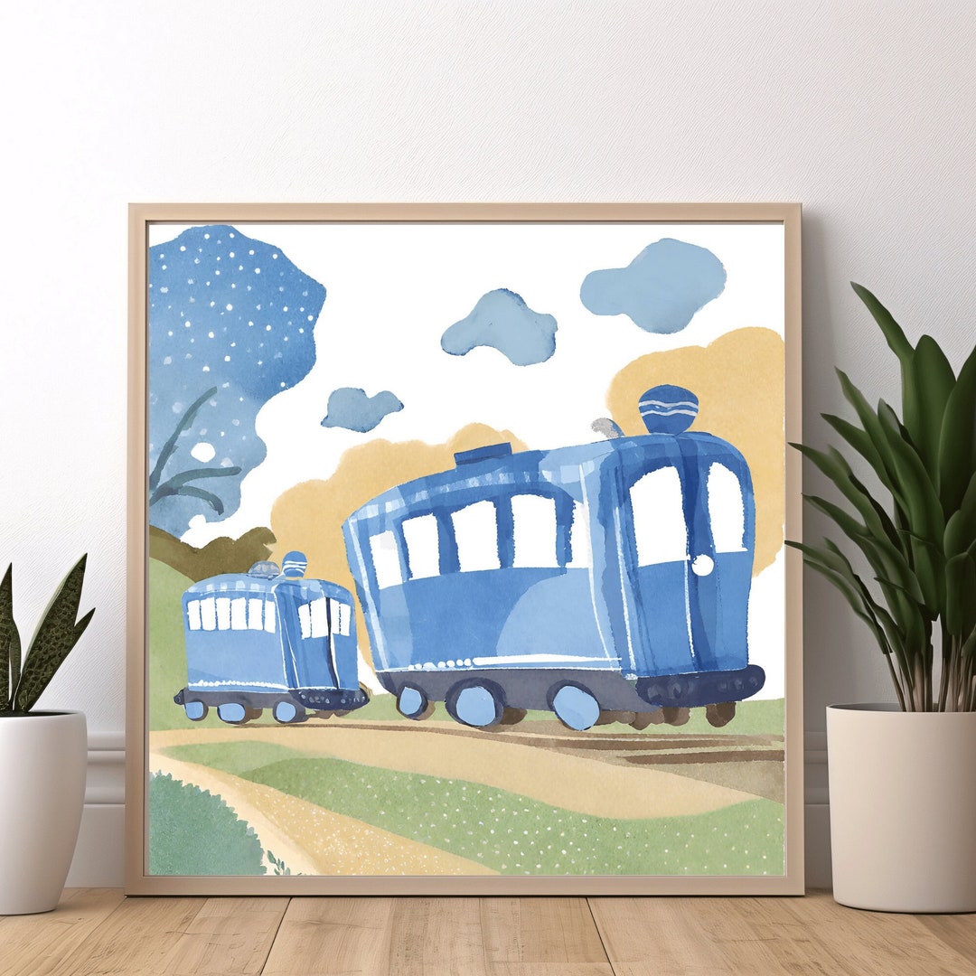 Blue Baby Train Parent Train Print, Nursery, Baby Shower, Birthday ...