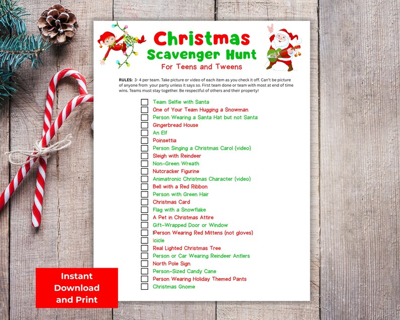 Teen Tween Christmas Scavenger Hunt Game, Phone Photo Treasure Hunt ...