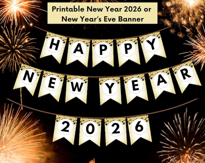 Happy New Year 2025, Gold & Black Banner, New Year Party 2025, Holiday ...