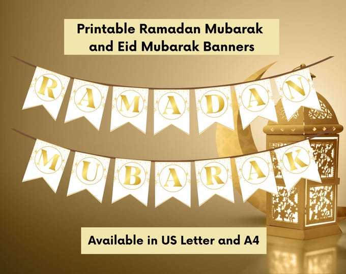 Ramadan Mubarak Banner, Printable Decor, Digital Download, DIY Project ...