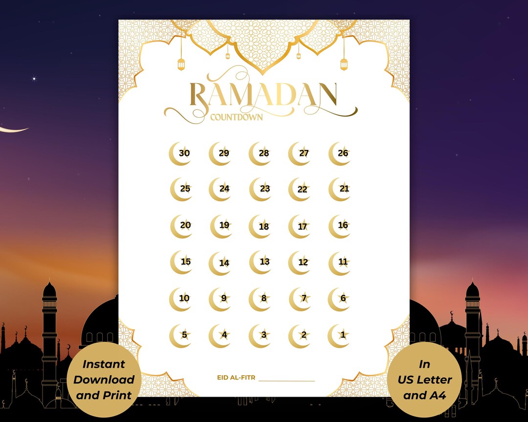 Printable Ramadan Countdown Sign, Islamic Product, Muslim Gift, Count ...