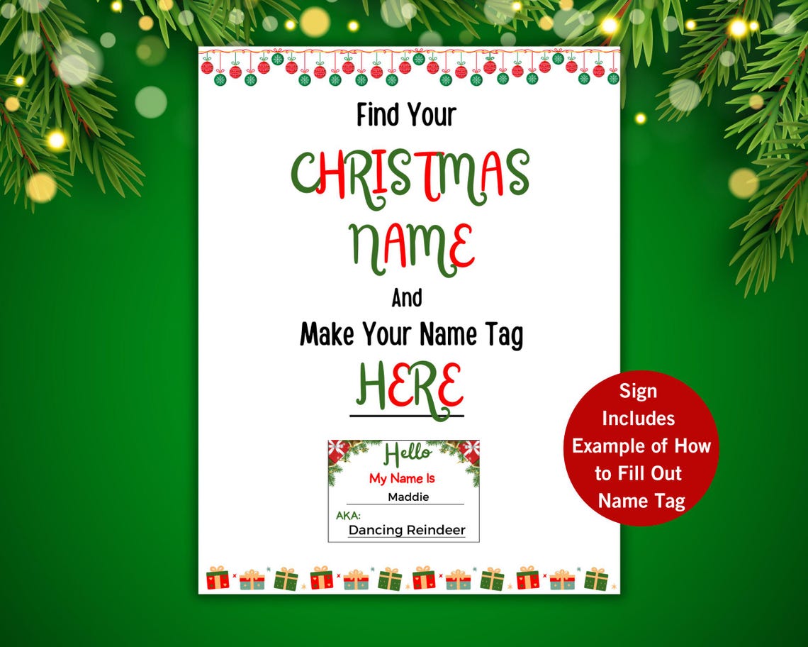 Christmas What's Your Name Game With Name Tags for Both Names Plus a ...